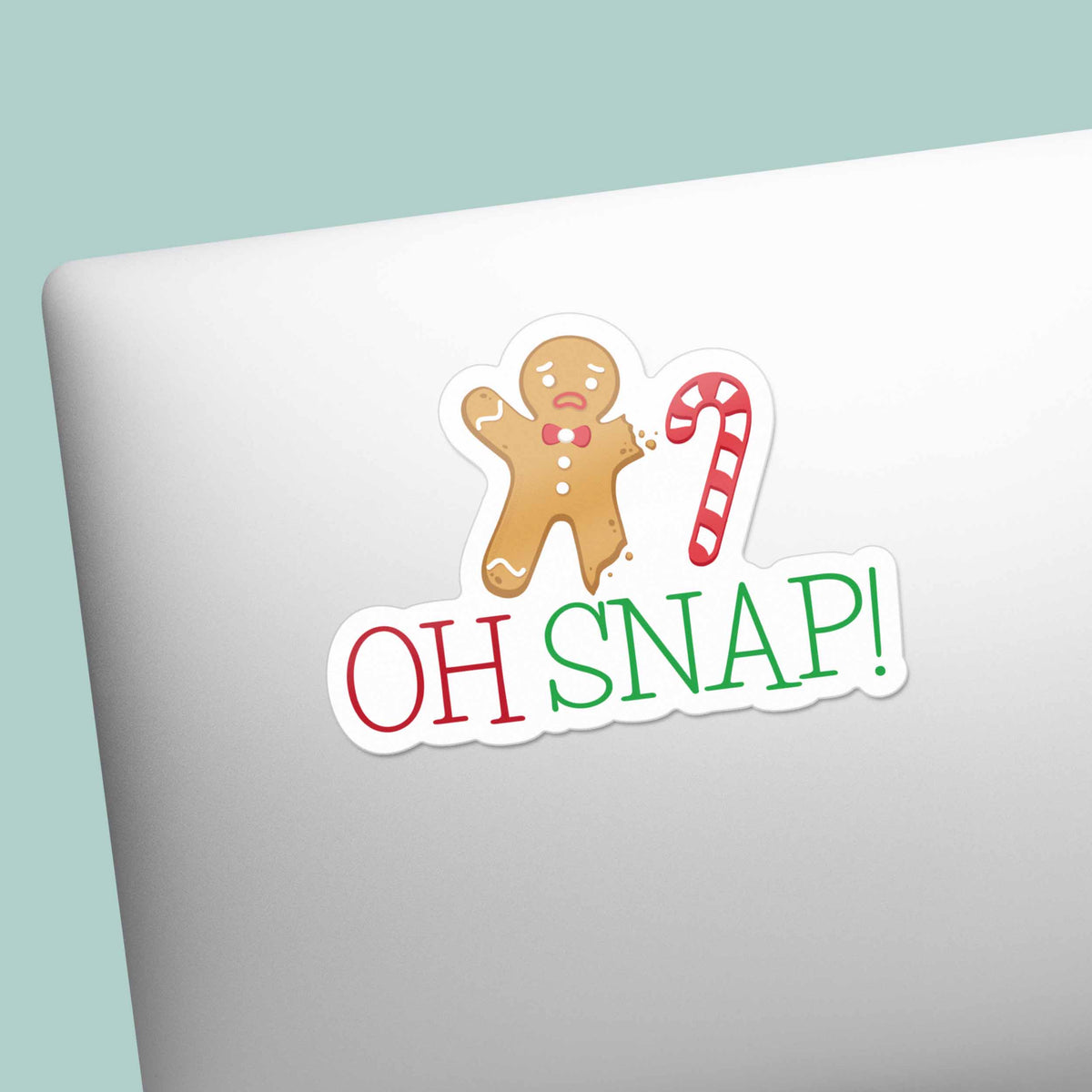 Oh Snap Gingerbread Man Christmas Sticker - Funny Holiday Decal for ...