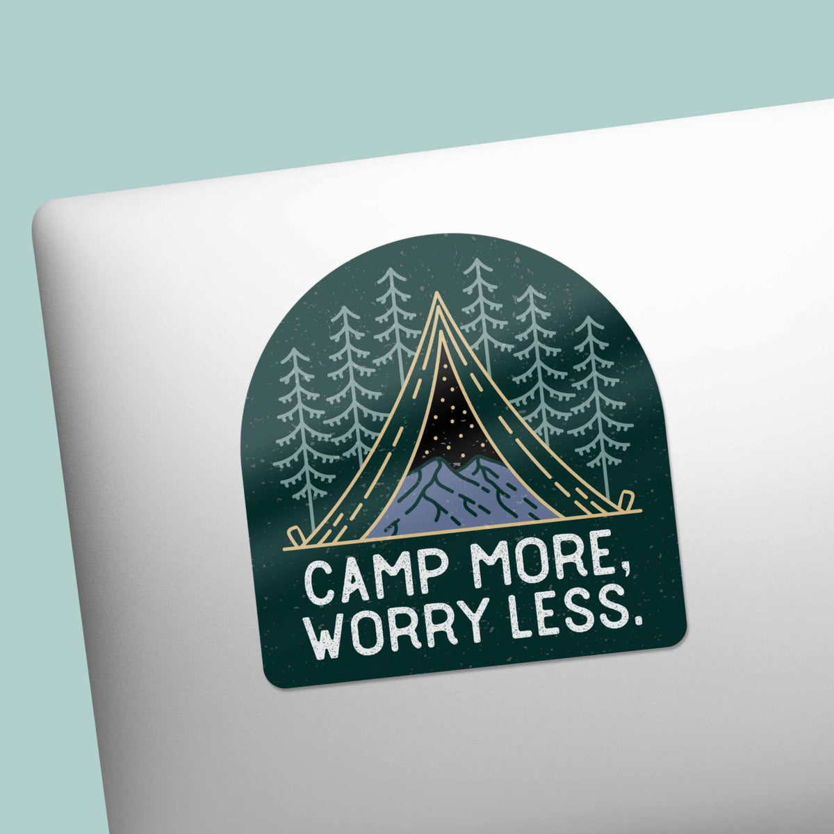 Camp More Worry Less Tent Sticker for Hydroflask Water Bottle ...