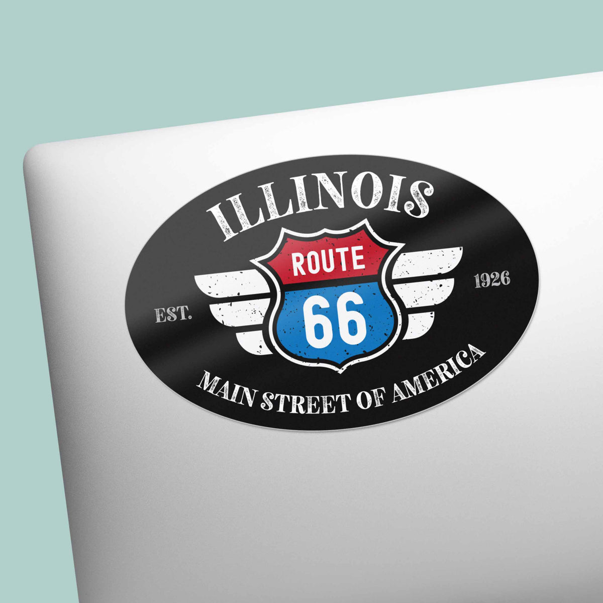 Illinois Route 66 Sticker - IL Black Oval Decal – Sentinel Supply