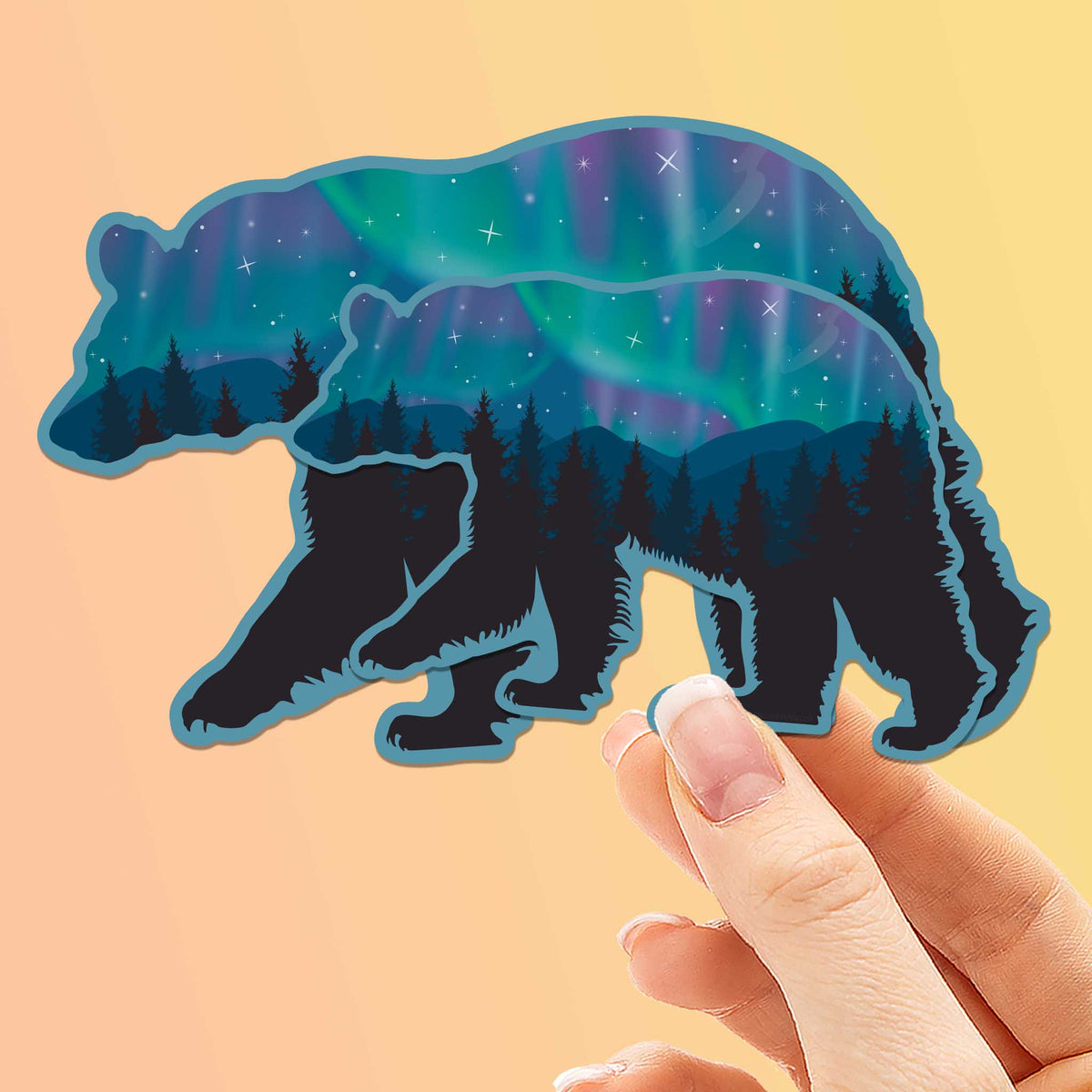 Northern Lights Bear Sticker for Hydroflask - I Saw the Aurora 2024 ...
