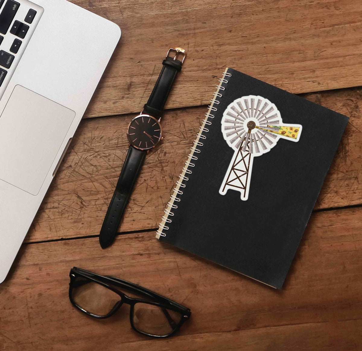 Sunflower Windmill Sticker, Cute Kansas Farm Decal for Hydroflask ...