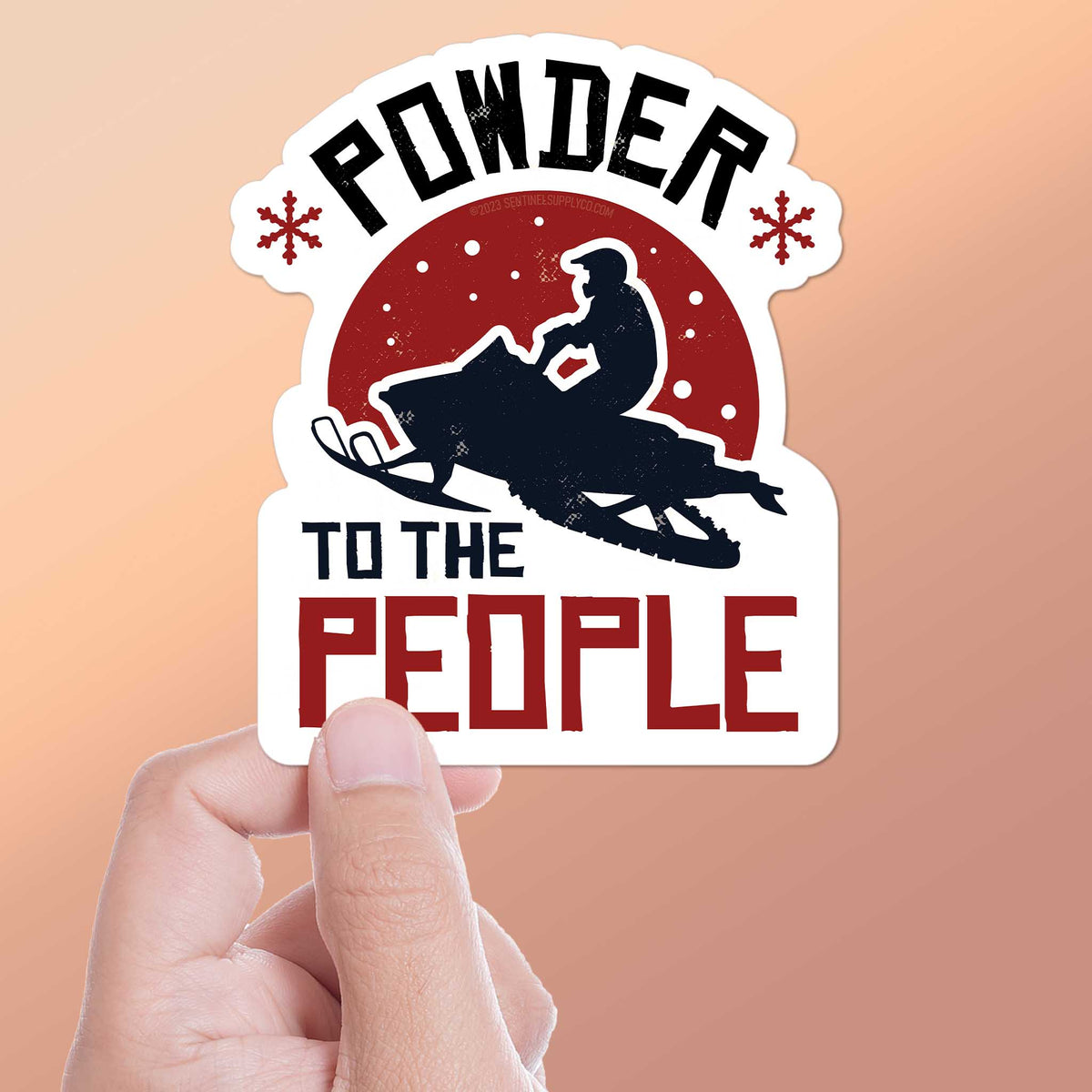 Powder to the People Funny Snowmobile Bumper Sticker – Sentinel Supply