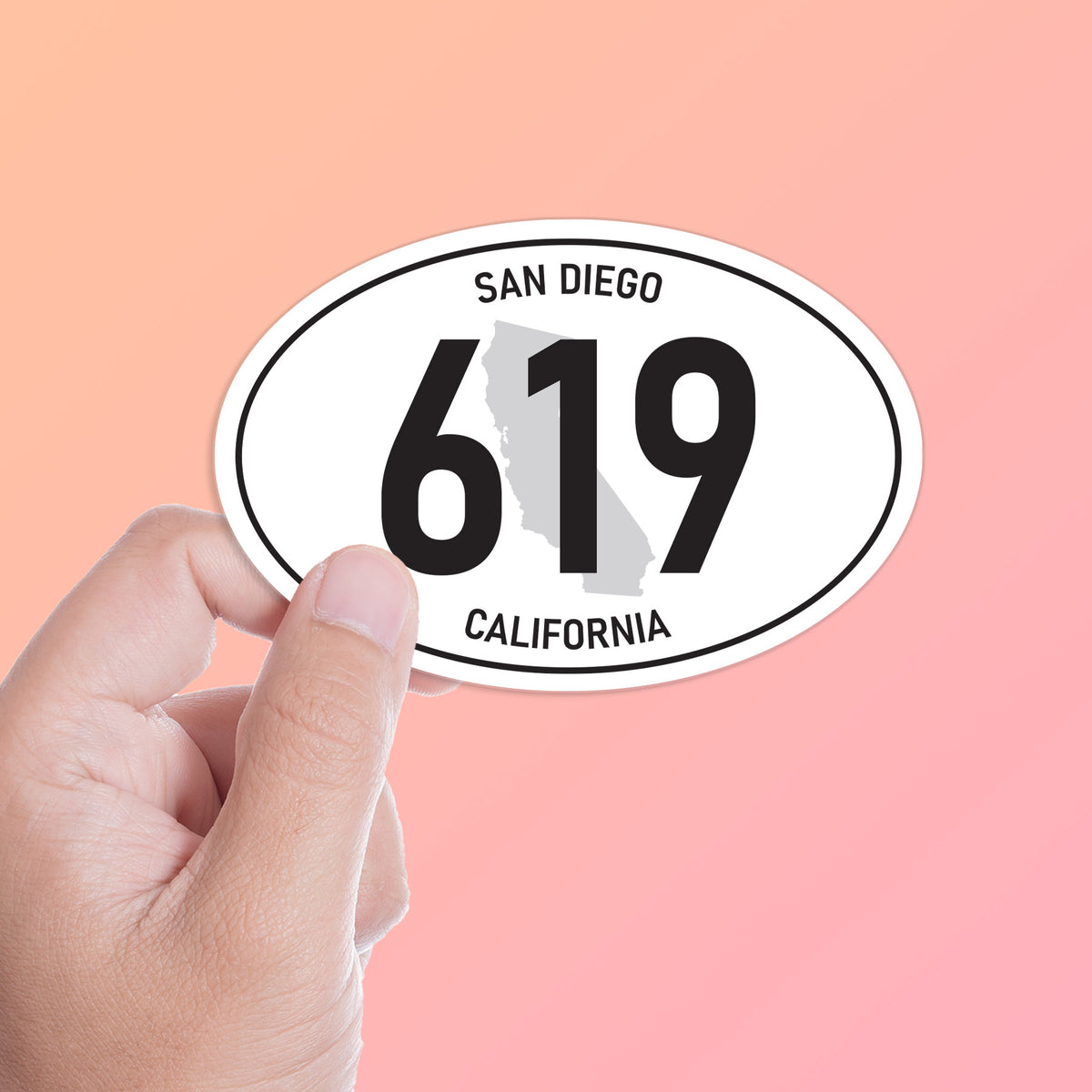 619 Area Code San Diego Decal - White Oval California Bumper Sticker ...