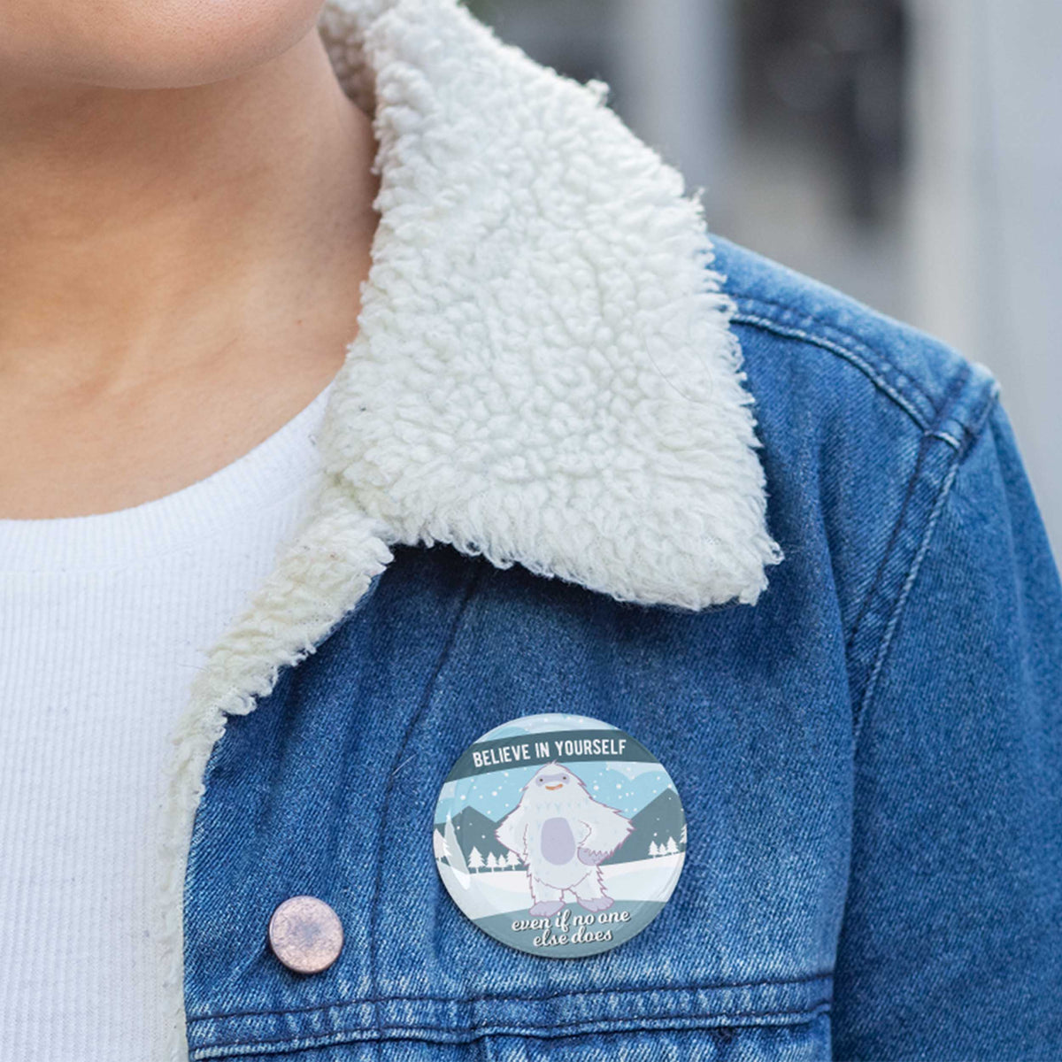 Believe Yeti Pin - Cute Winter Sasquatch Pinback Button 2.25 ...