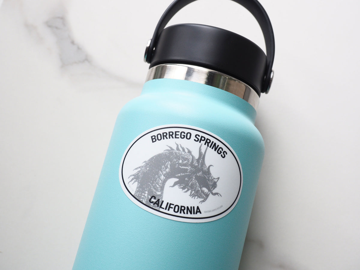 Borrego Springs Dragon White Oval Sticker - 3" & 4" Bumper Sticker ...