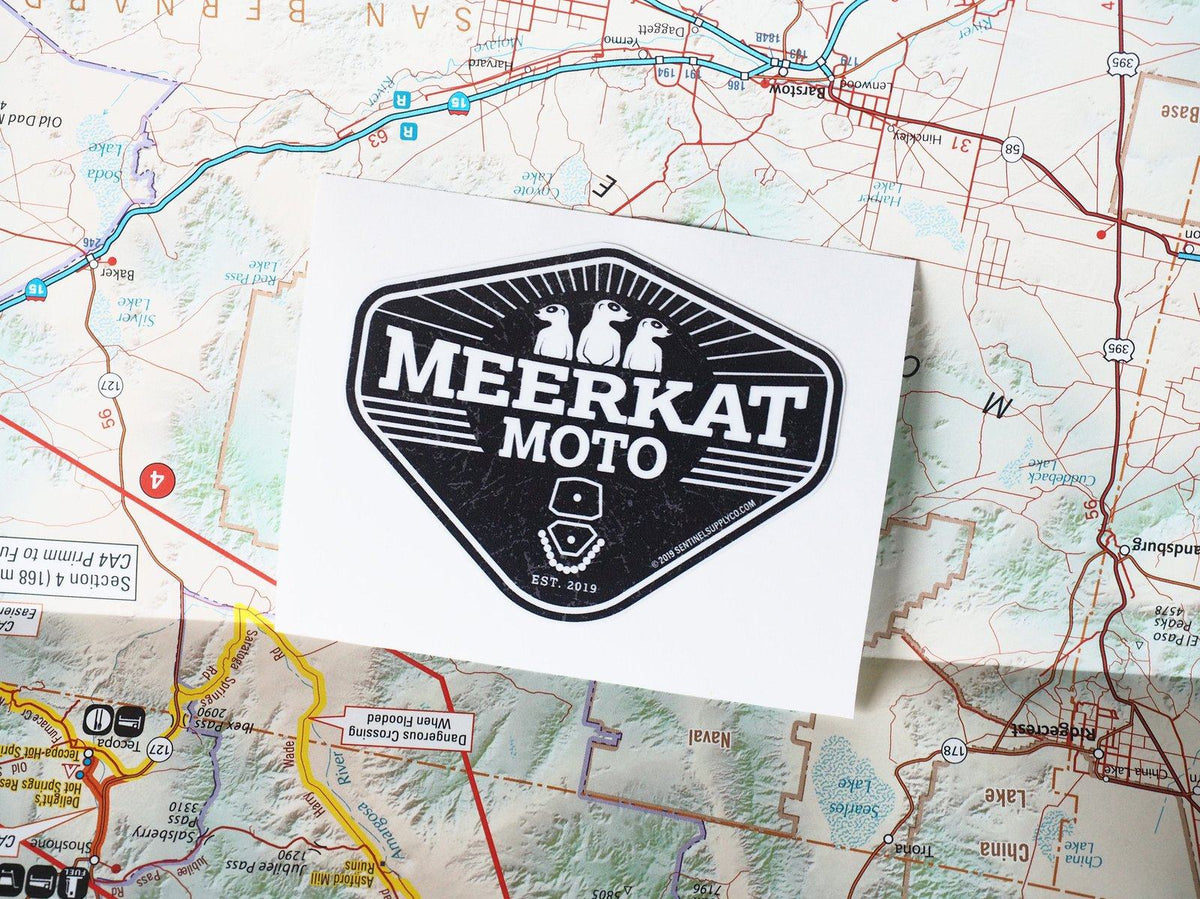 Meerkat Moto Vinyl Sticker with old style KTM Motorcycle Headlight ...